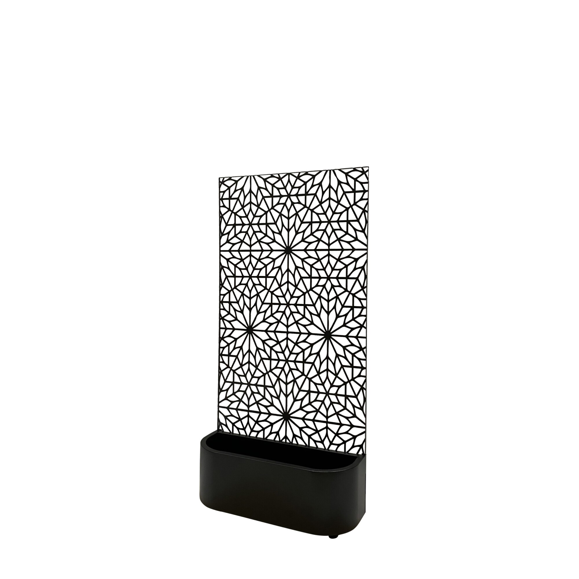 'Ria' Garden Screen with Rounded Planter | Black Powder Coated Metal ...