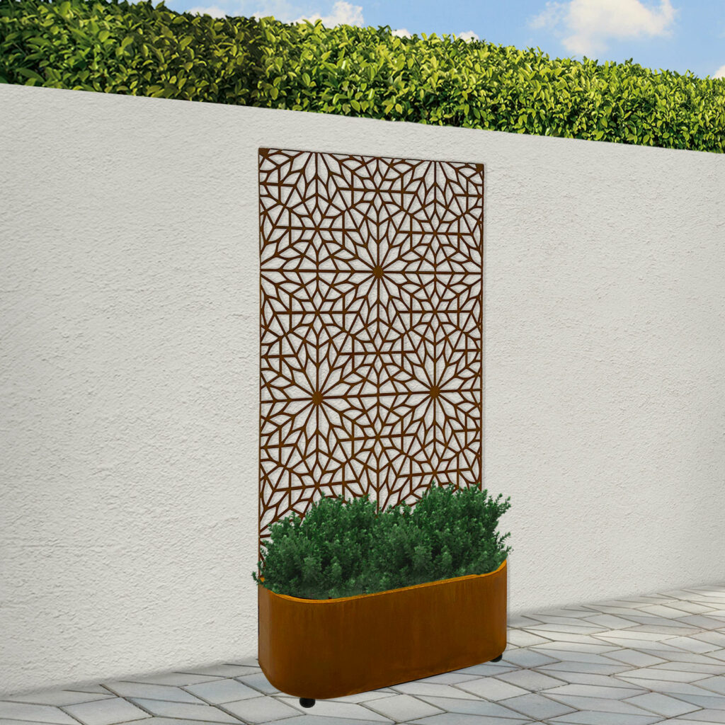 'Ria' Garden Screen with Rounded Planter | Corten Steel | 2 Sizes ...