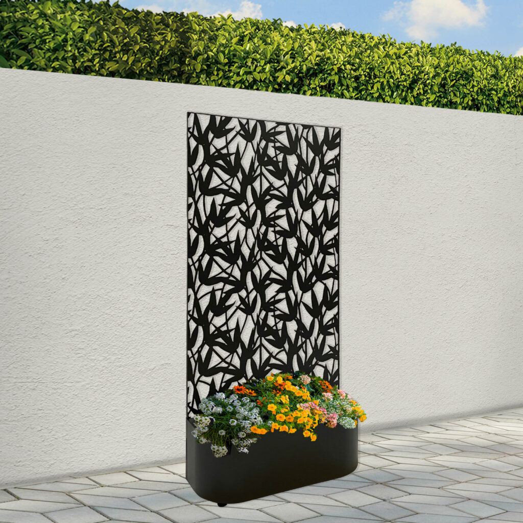 Buy Black Metal Garden Screen Planter - BAMBOO Design